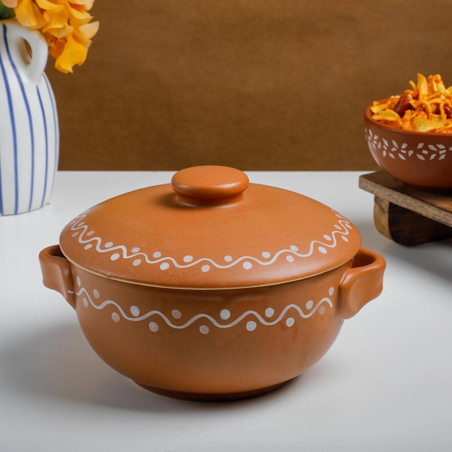 Desi Favors Rangoli Casserole Handi Pot | Handmade Ceramic Casserole ...