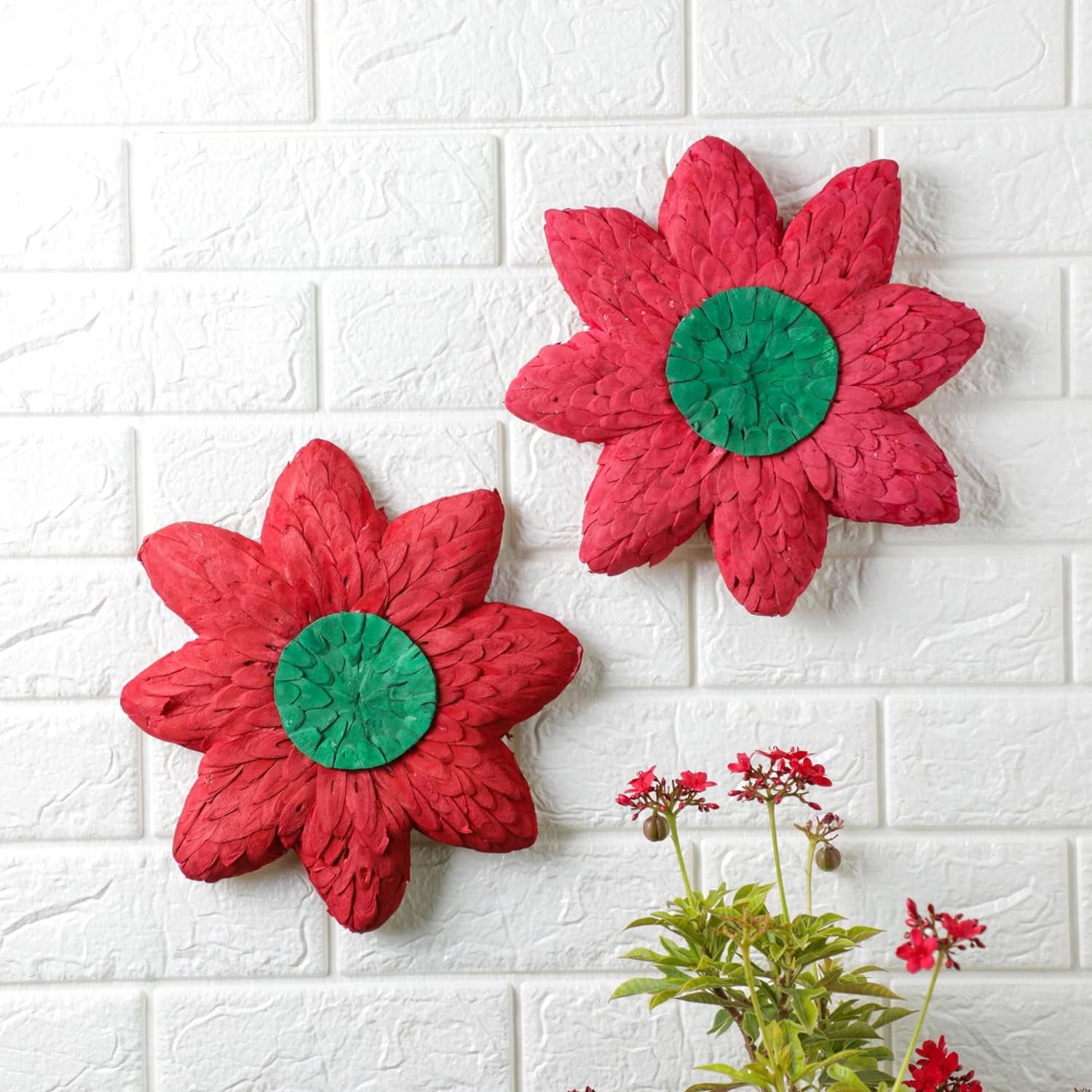 Desi Favors Red Floral Backdrop Prop - Flower Shape Decorative Piece ...