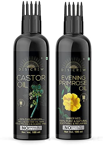 Desicrew Cold-Pressed Castor Oil & Evening Primrose Hair Oil In Combo ...