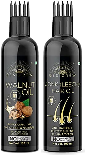 Desicrew Pure Walnut Jonk Leech Cold Pressed Hair oil with Applicator ...
