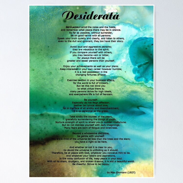 Desiderata 2 - Words Of Wisdom Poster- Unframed Poster | Wall Art ...