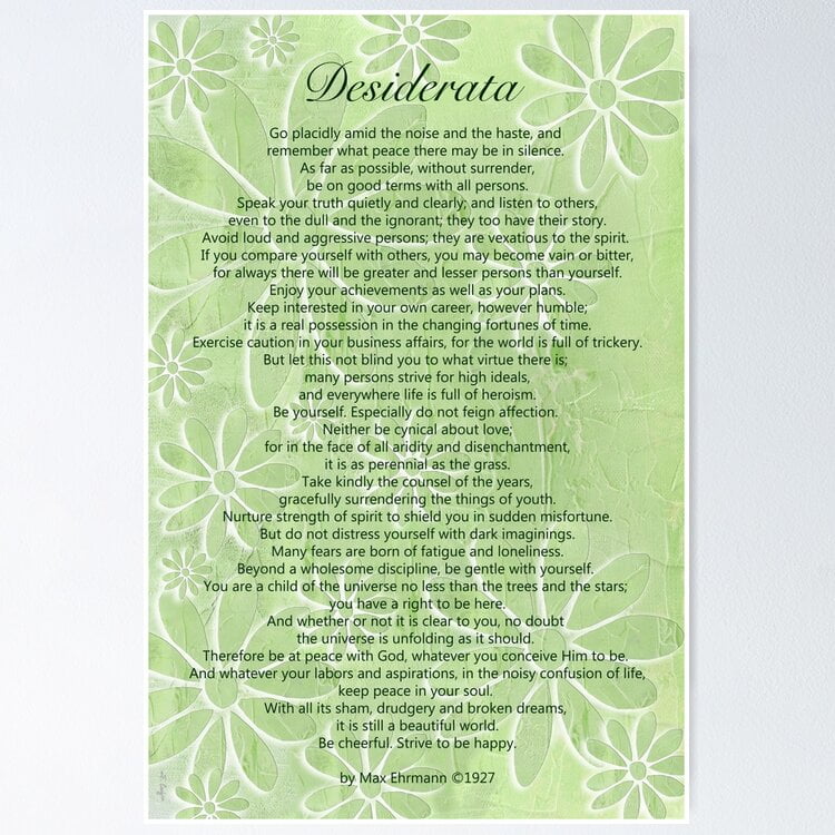 Desiderata 30 - Words Of Wisdom Poster- Unframed Poster | Wall Art ...