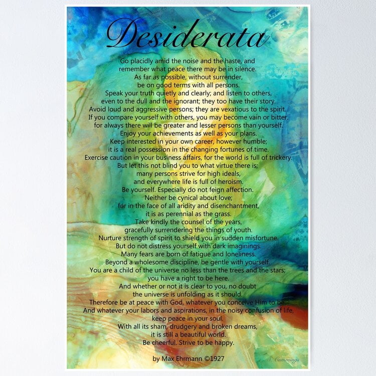 Desiderata 34 - Words Of Wisdom Poster- Unframed Poster | Wall Art ...