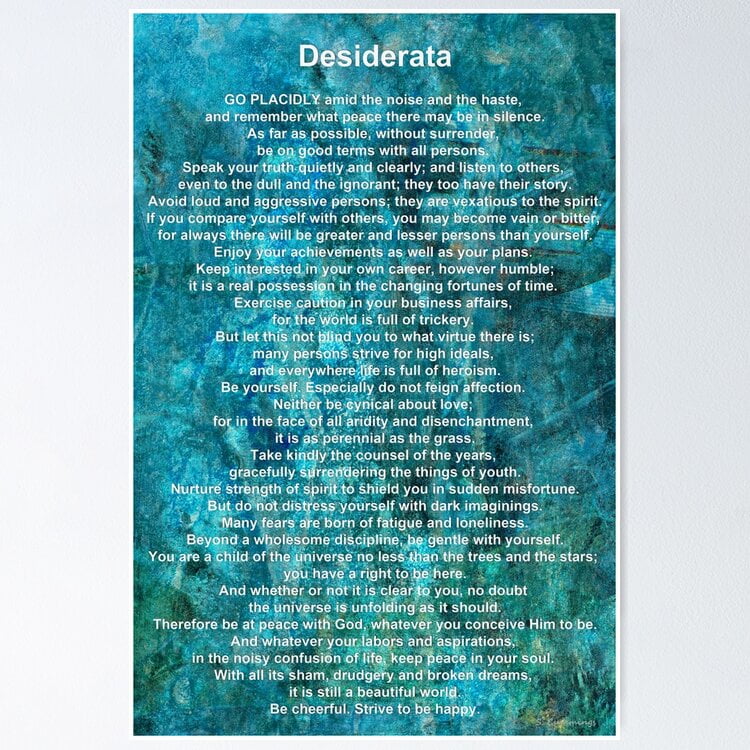 Desiderata 9 - Inspirational Words Of Wisdom Art - Sharon Cummings ...