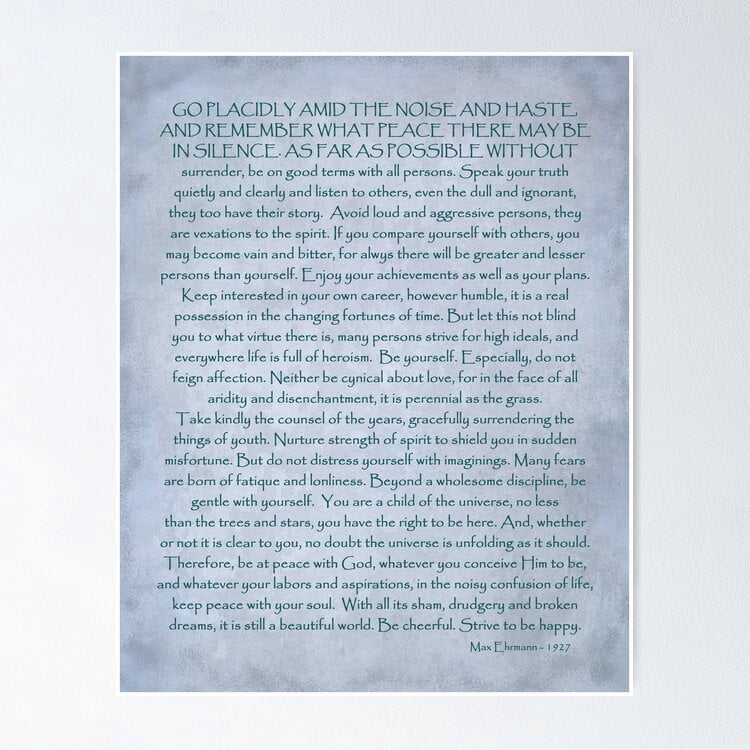 Desiderata Credo For Life Antique Blue Poster- Unframed Poster | Wall ...