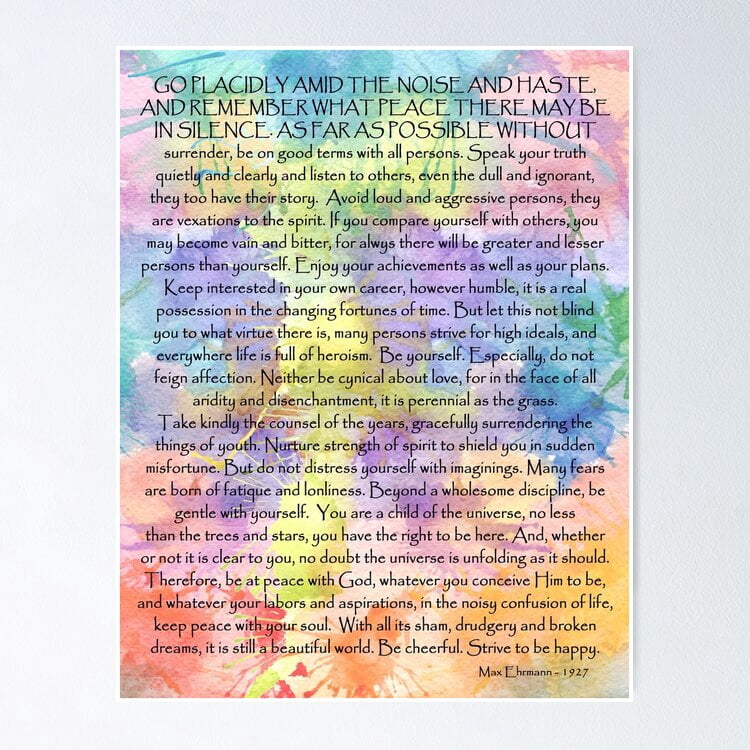 Desiderata | Credo For Life | Watercolor Splash Paint | Inspirational ...