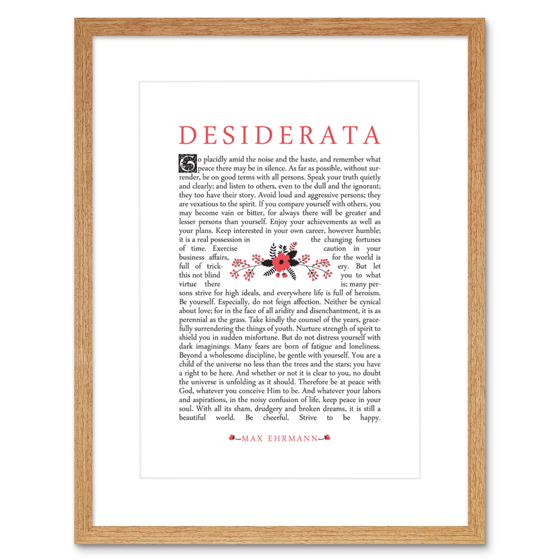 Desiderata Ehrmann Floral Artwork Framed Wall Art Print 9X7 Inch ...