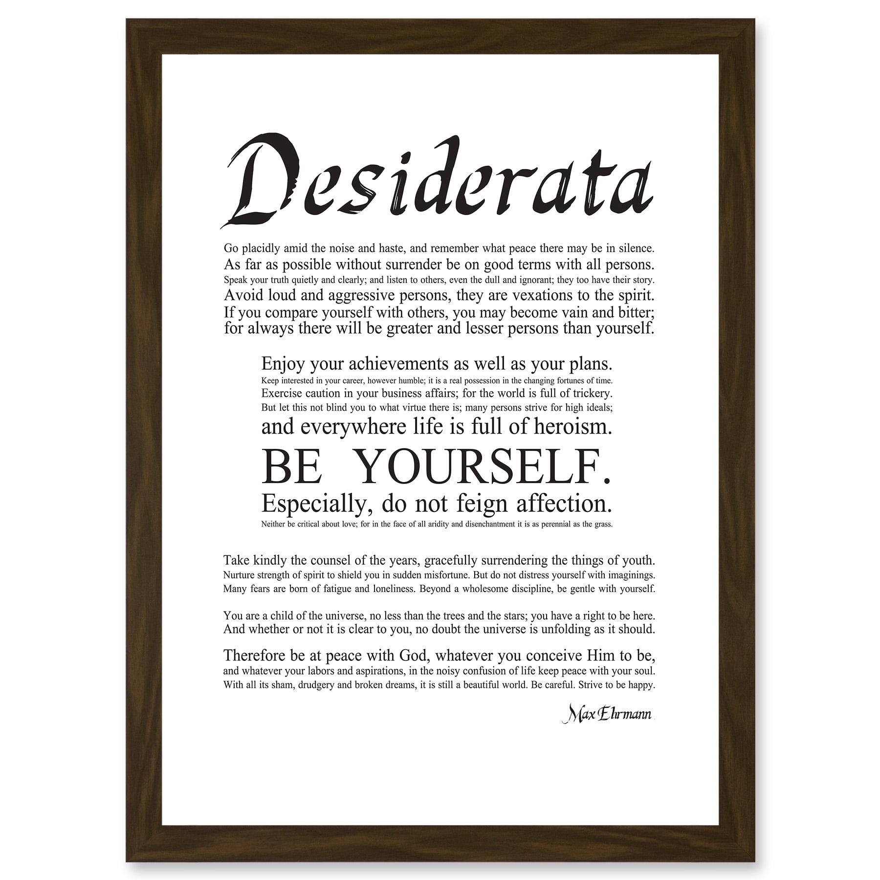 Desiderata Ehrmann Go Placidly Amid Yourself Quote A4 Artwork Framed ...