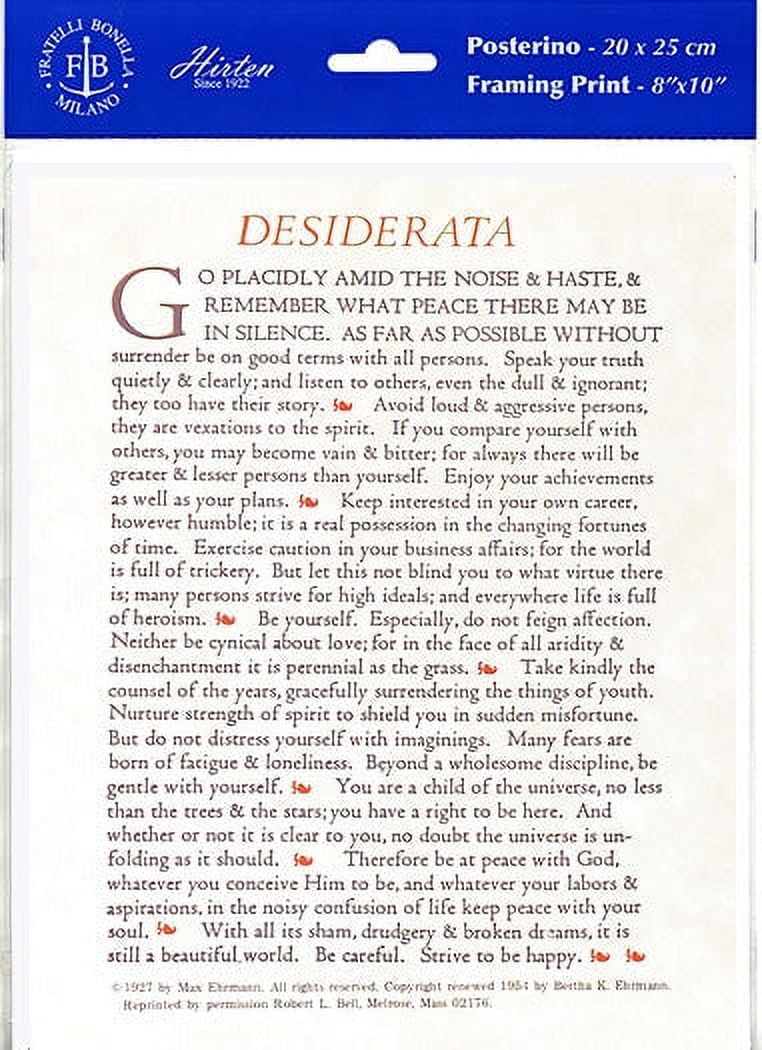 Desiderata Framing Print Wall Art Décor, Medium, Set of 3 prints ...