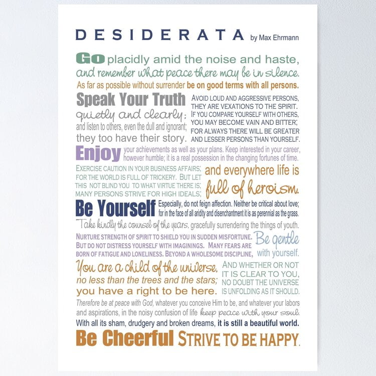 Desiderata - Multi-Color Poster- Unframed Poster | Wall Art | Perfect ...