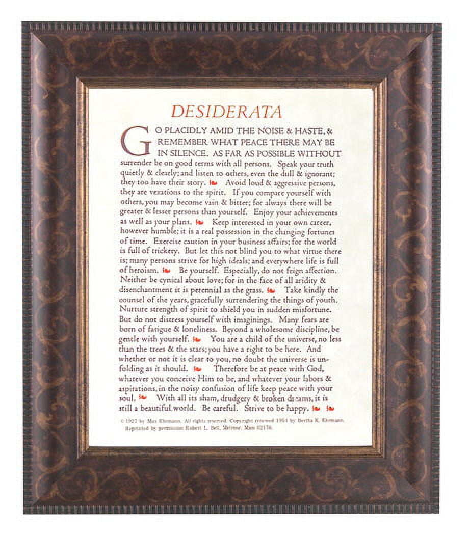 Desiderata Picture Framed Wall Art Decor Large, Antique Gold and ...