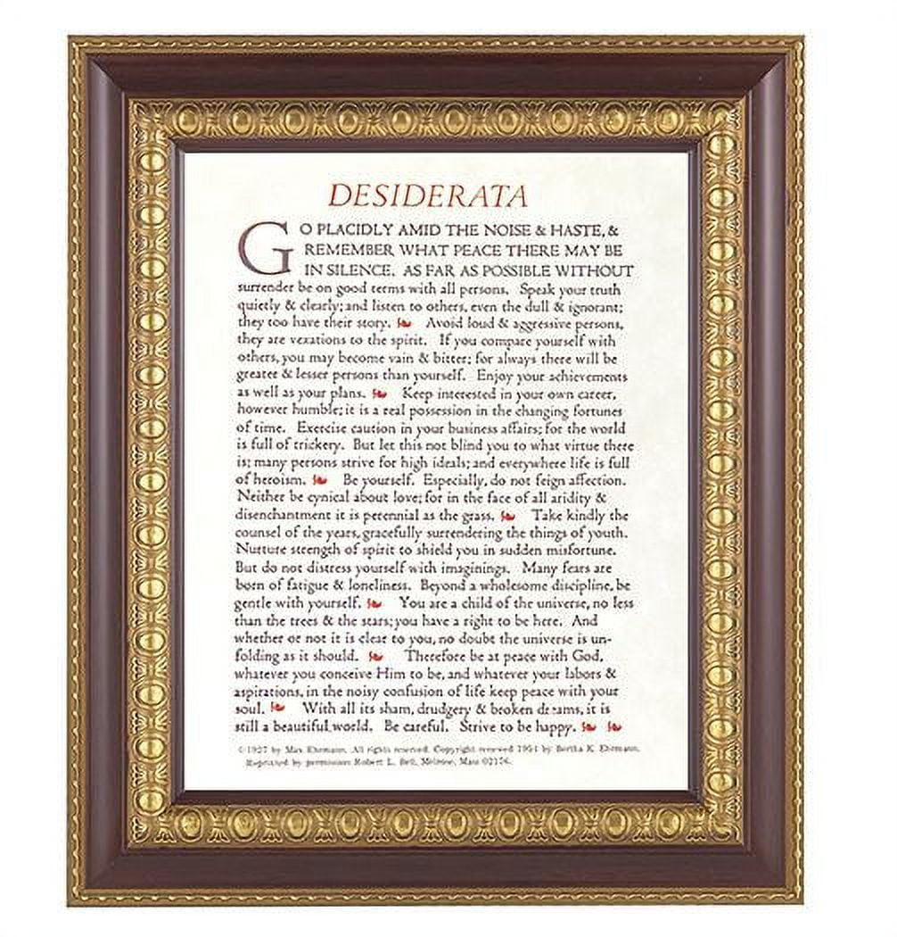 Desiderata Picture Framed Wall Art Decor Large, Dark Cherry with Gold ...