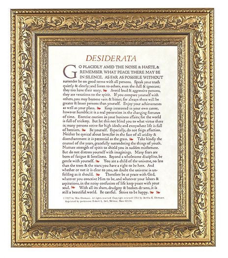 Desiderata Picture Framed Wall Art Decor Large, Gold-Leaf Acanthus-Leaf ...