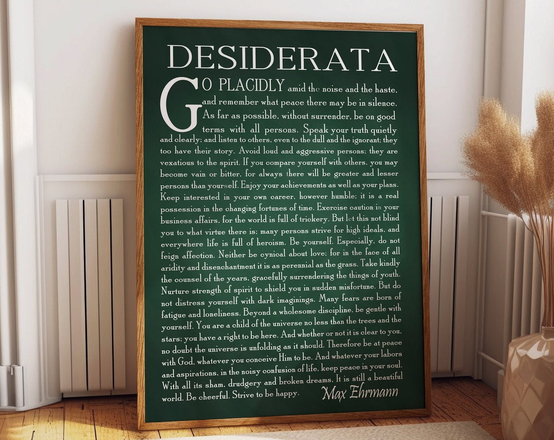 Desiderata Poem Desiderata Print Desiderata Poster Poetry Wall Art ...