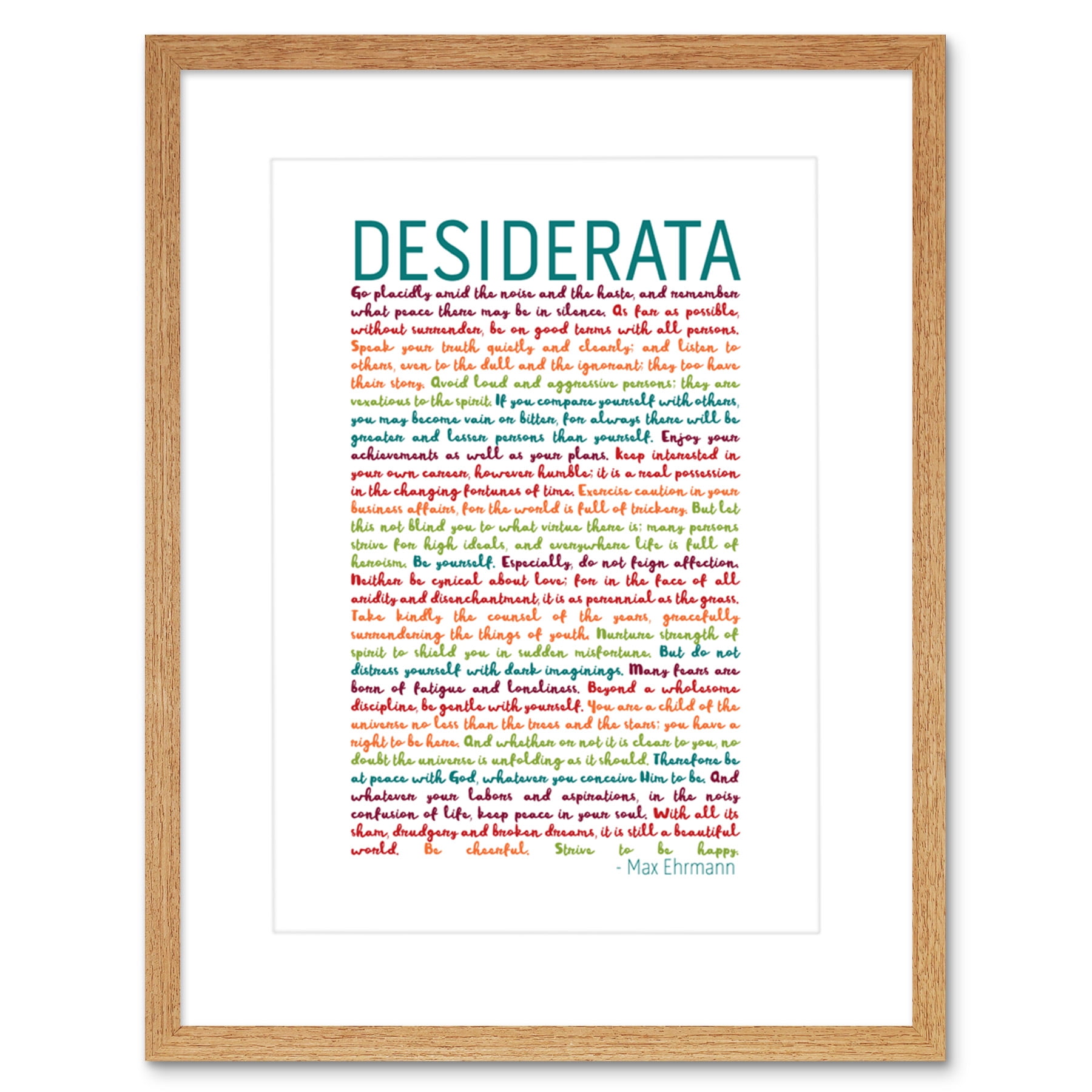Desiderata Rainbow Words Ehrmann Typography Framed Wall Art Print ...