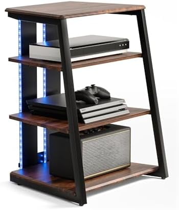 Design 4-Tier AV Media Stand with LED Lights, Wooden Stereo Cabinet ...