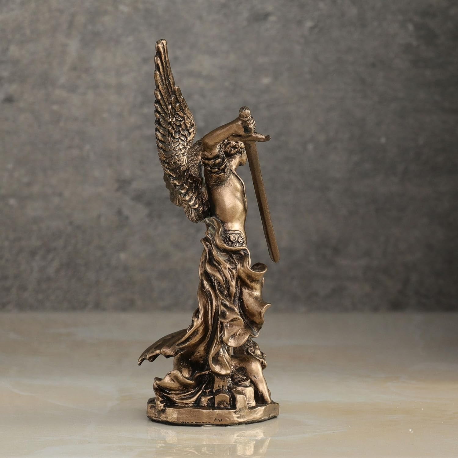 Design 5 Inch Archangel Saint Michael Slaying Demon Resin Figurine Hand ...