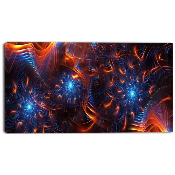 Designart Fire & Ice Abstract Print Horizontal Cotton Canvas 60x32 ...