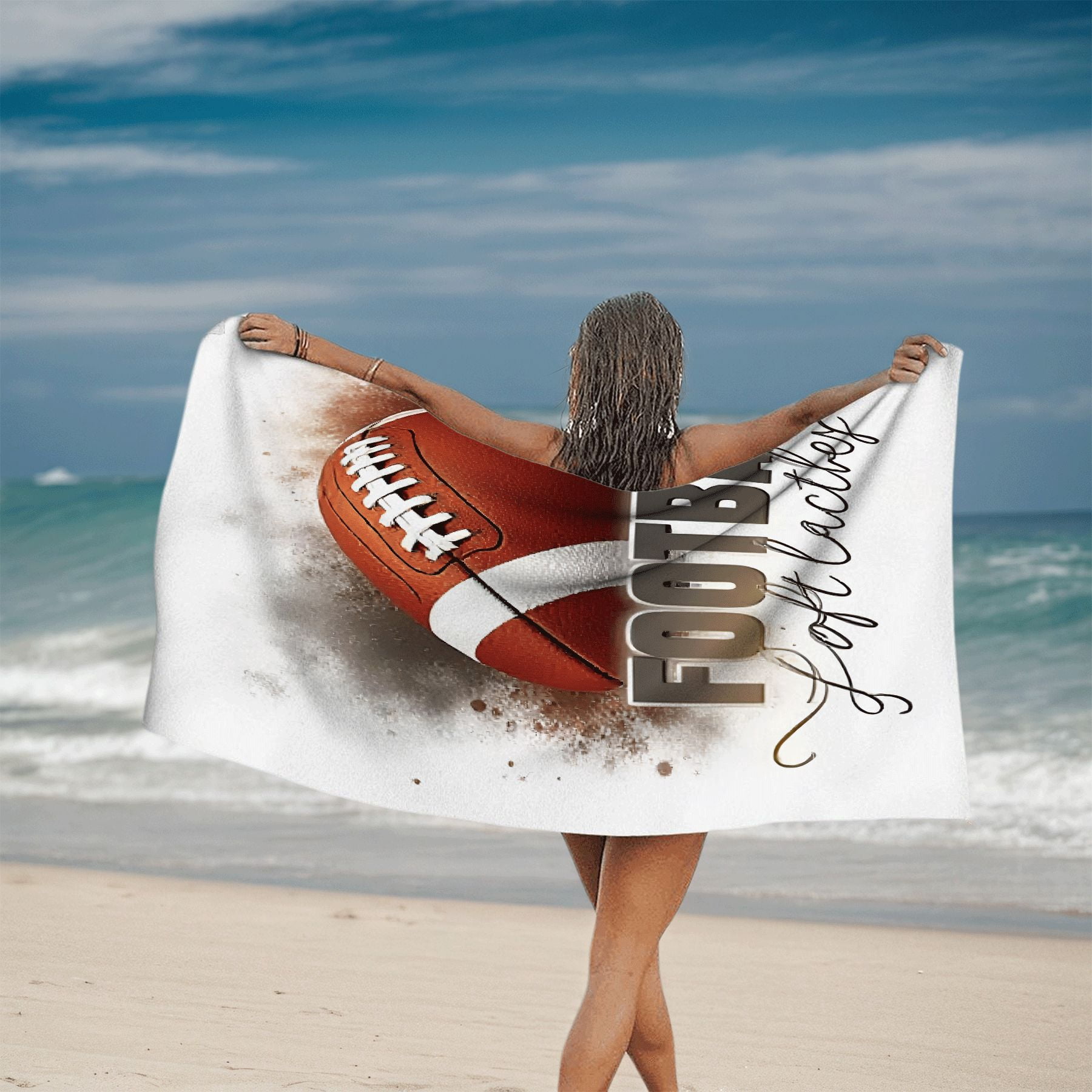 Design Bath Towel - Bold ' FOOTBALL ' Text & Elegant ' Soft Lackey ...