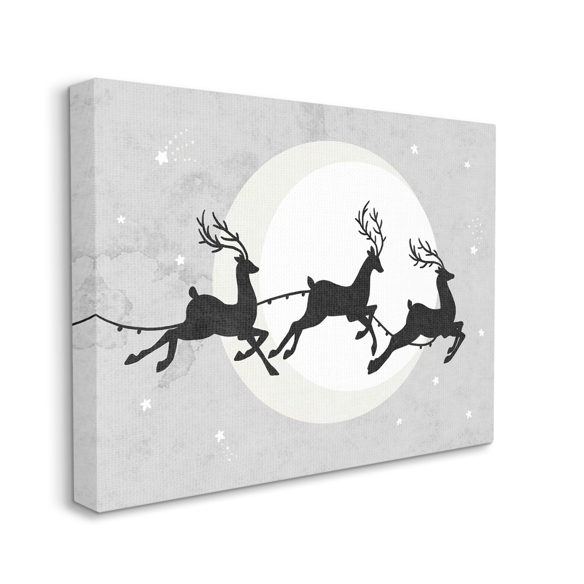 Free Shipping! Stupell Industries Reindeers Prancing Sleigh Christmas ...