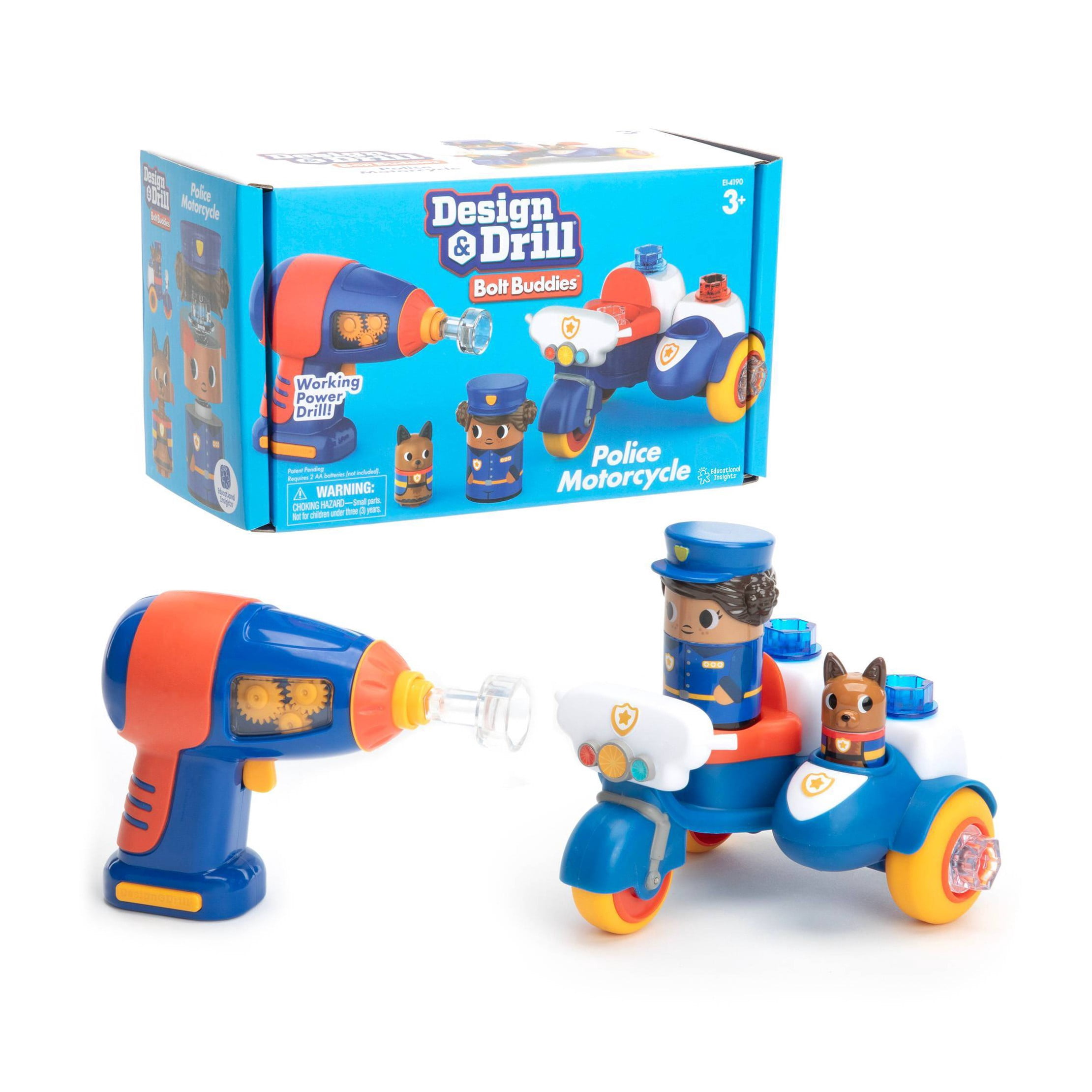 Design & Drill Bolt Buddies Police Motorcycle - Walmart Business Supplies