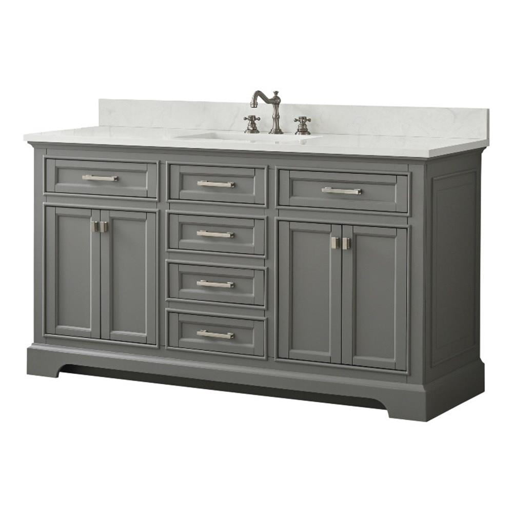 "Design Element Bathroom Vanity, Milano 60"" Solid Birch Hardwood Grey ...