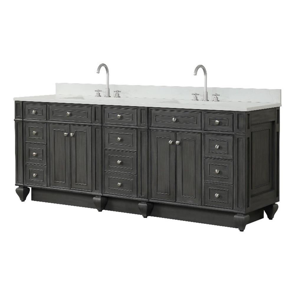 "Design Element Winston 84"" Solid Birch Hardwood Double Bathroom Sink ...