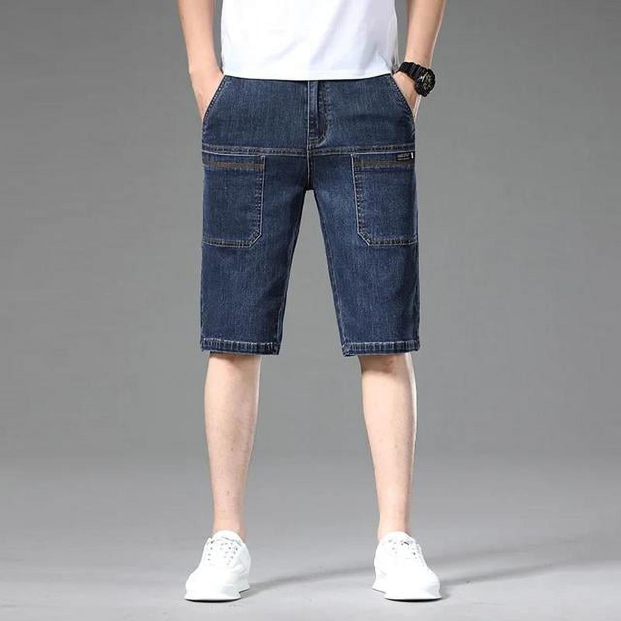 Design Fashion multi-pocket Thin Denim Shorts Jeans men‘s Straight ...