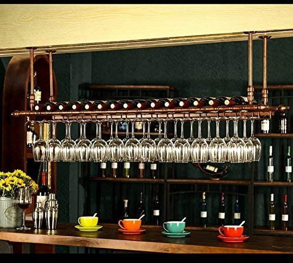 Design For You Wine Bar Wall Rack 60'' Hanging Bar Glass Rack&Hanging ...