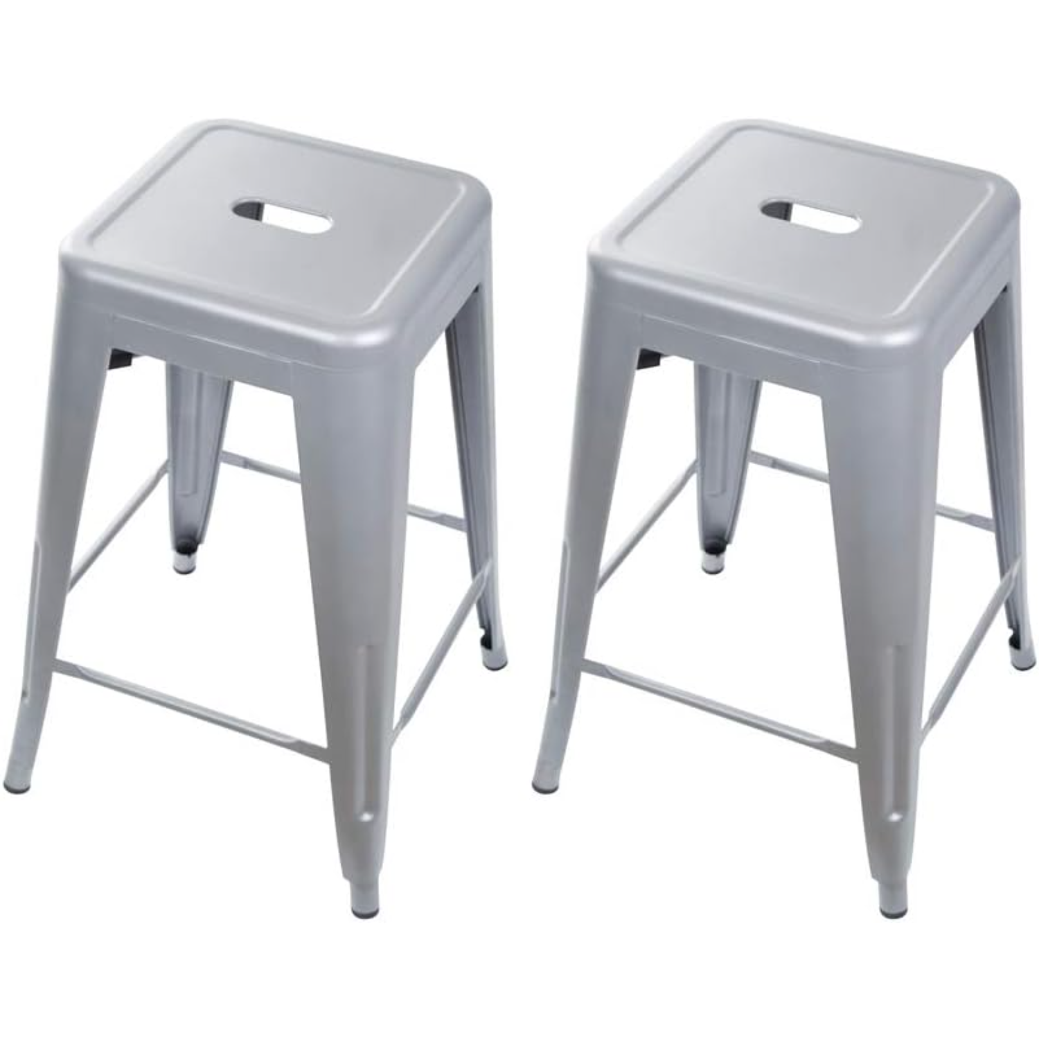 Design Group 24" Gray Metal Counter Stools with Wooden Seat(1 Pack ...