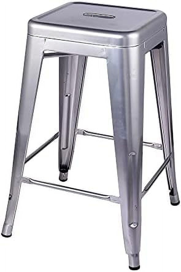 Design Group Gunmetal 24" Metal Counter Stools with Light Wooden Seat(4 ...