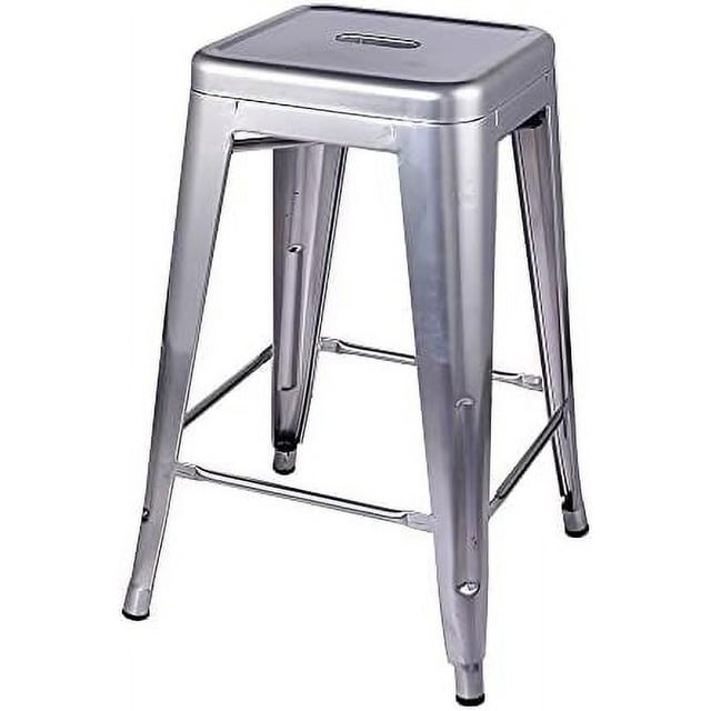 Design Group Gunmetal 24" Metal Counter Stools with Light Wooden Seat(4 ...