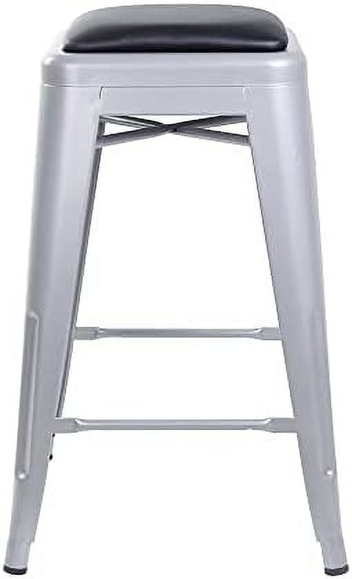 Design Group Gunmetal 24" Metal Counter Stools with Light Wooden Seat(4 ...