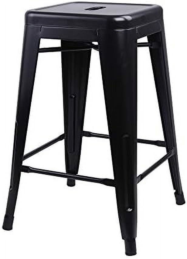 Design Group Gunmetal 24" Metal Counter Stools with Light Wooden Seat(4 ...