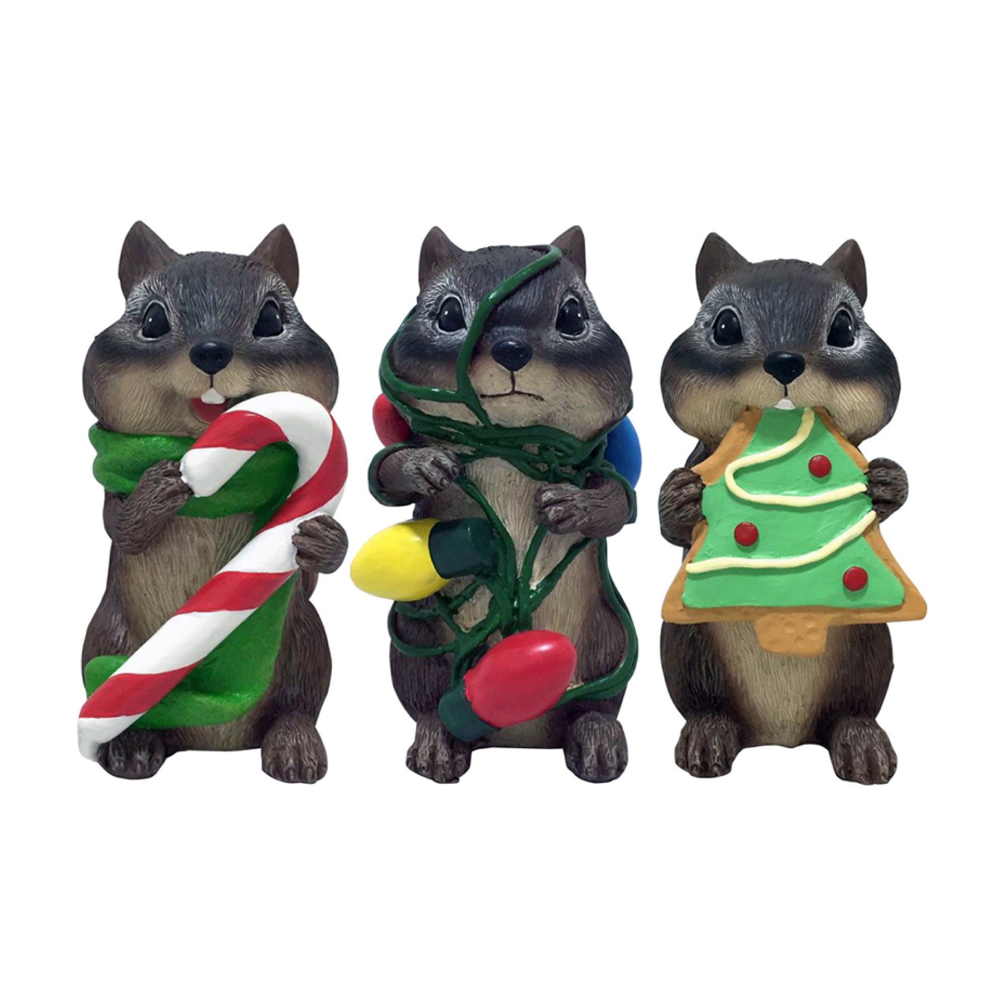 Design House 339499 Indoor/Outdoor 6-inch Holiday Chipmunks Set of 3 ...