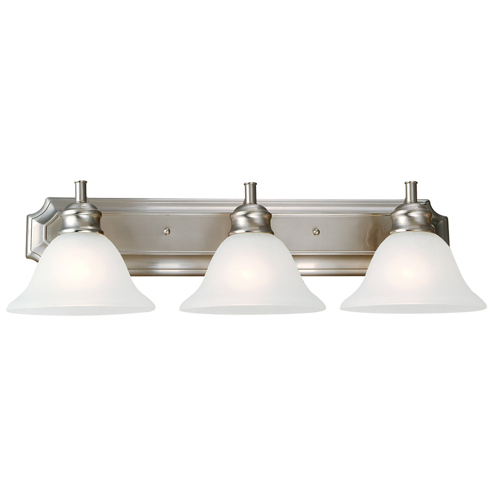 Monument 3-Light Vanity Fixture, Brushed Nickel, 24 X 7-5/8 In., Uses ...