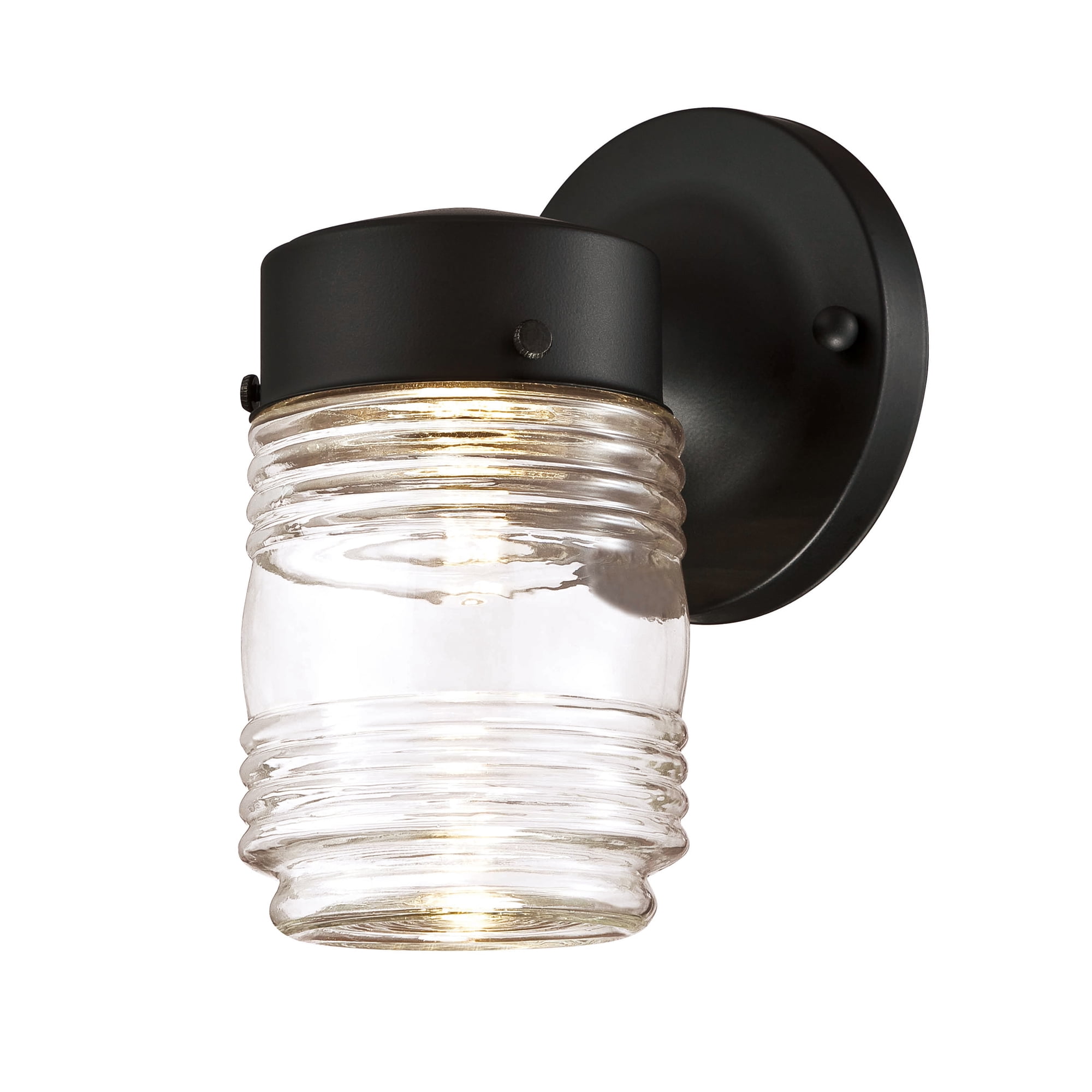 Design House Jelly Jar 1-Light Indoor/Outdoor Integrated LED Wall Sconce, Black - Walmart.com