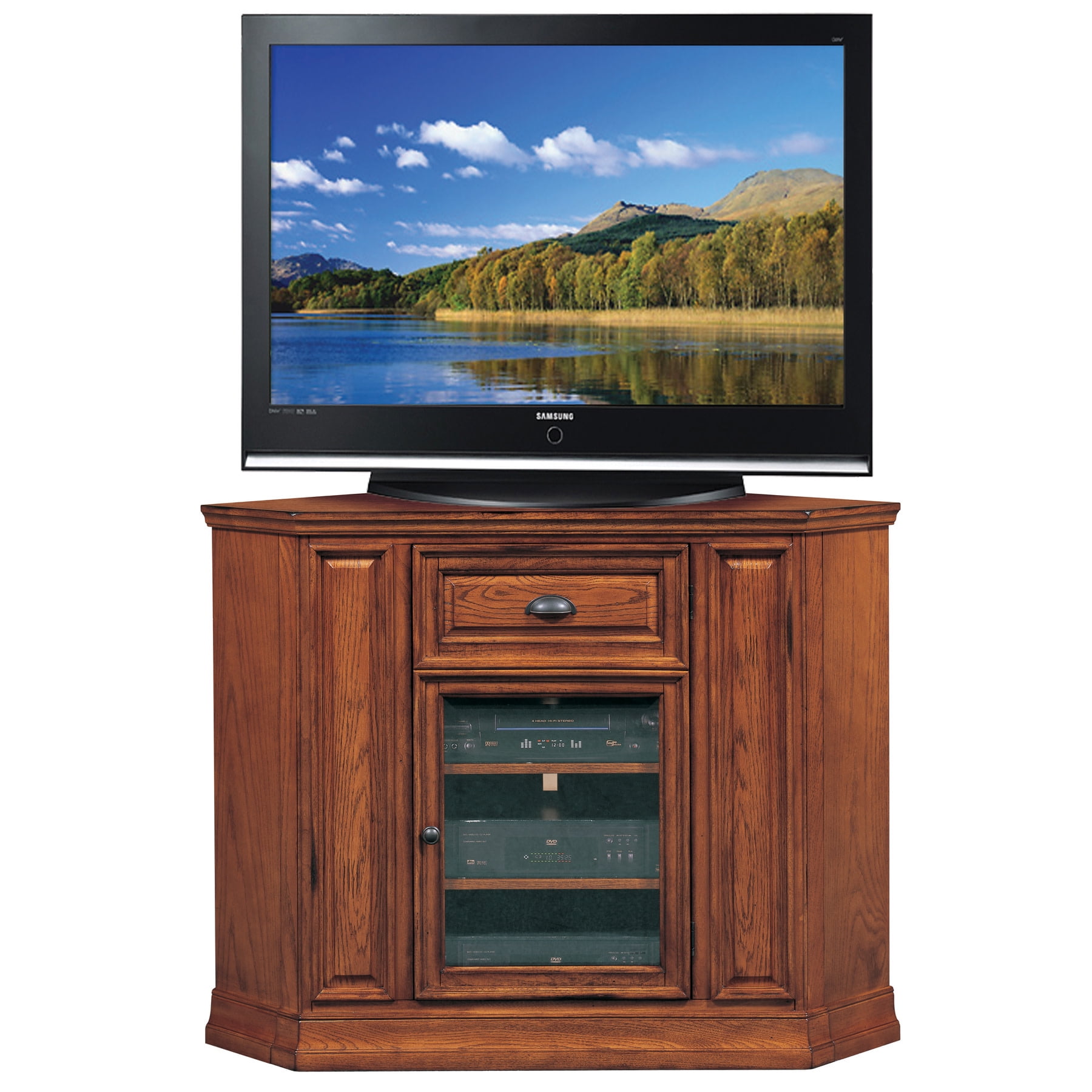 Design House Boulder Creek High TV Stand in Medium Oak, 47-Inch ...