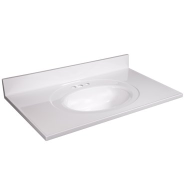 Design House Bathroom Single Cultured Marble Vanity Top, Solid White ...