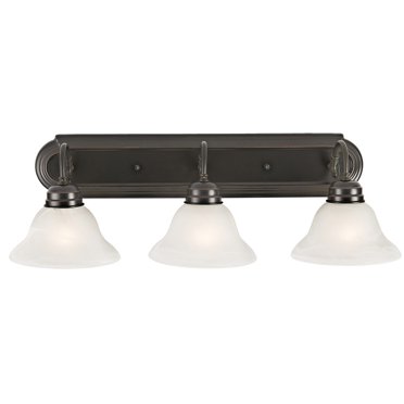 Uolfin 22 in. 3-Light Rustic Bronze Bathroom Vanity Light with Seeded ...