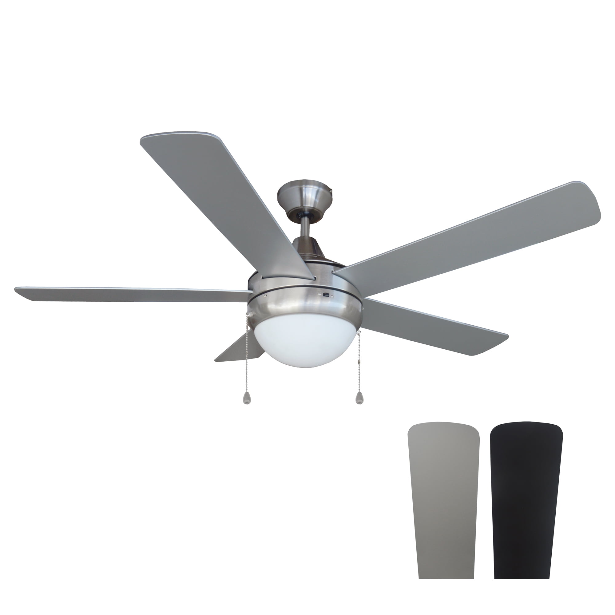 Design House Sadie LED Indoor Ceiling Fan in Brushed Nickel, 52-Inch ...