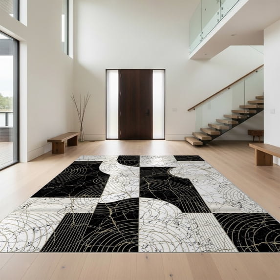 Design&I 2'x3' Ultra Soft Door Mat, Abstract Swirl Minimalist Stripe ...