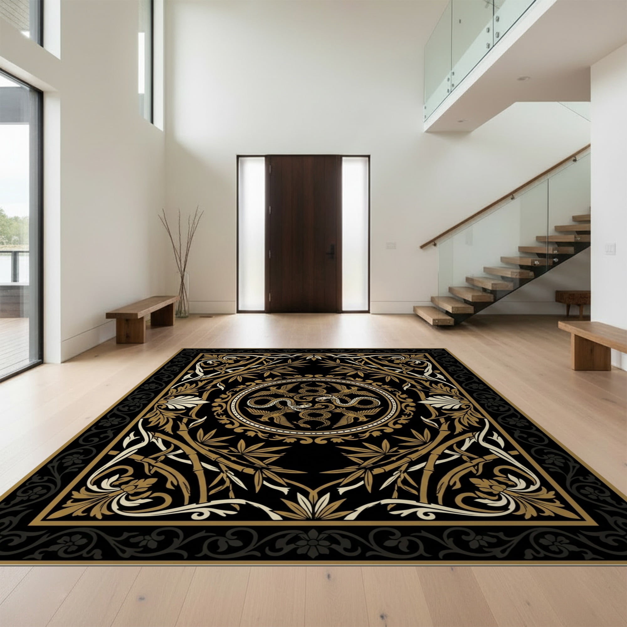 Design&I 2'x3' Ultra Soft Door Mat, Boho Vintage Bird Gothic Frame ...