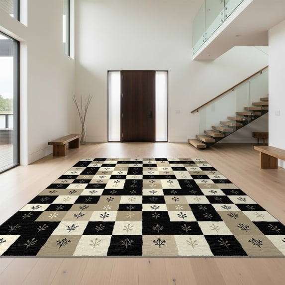 Design&I 3'x5' Washable Accent Rug Floorcarpet Geometric Block ...
