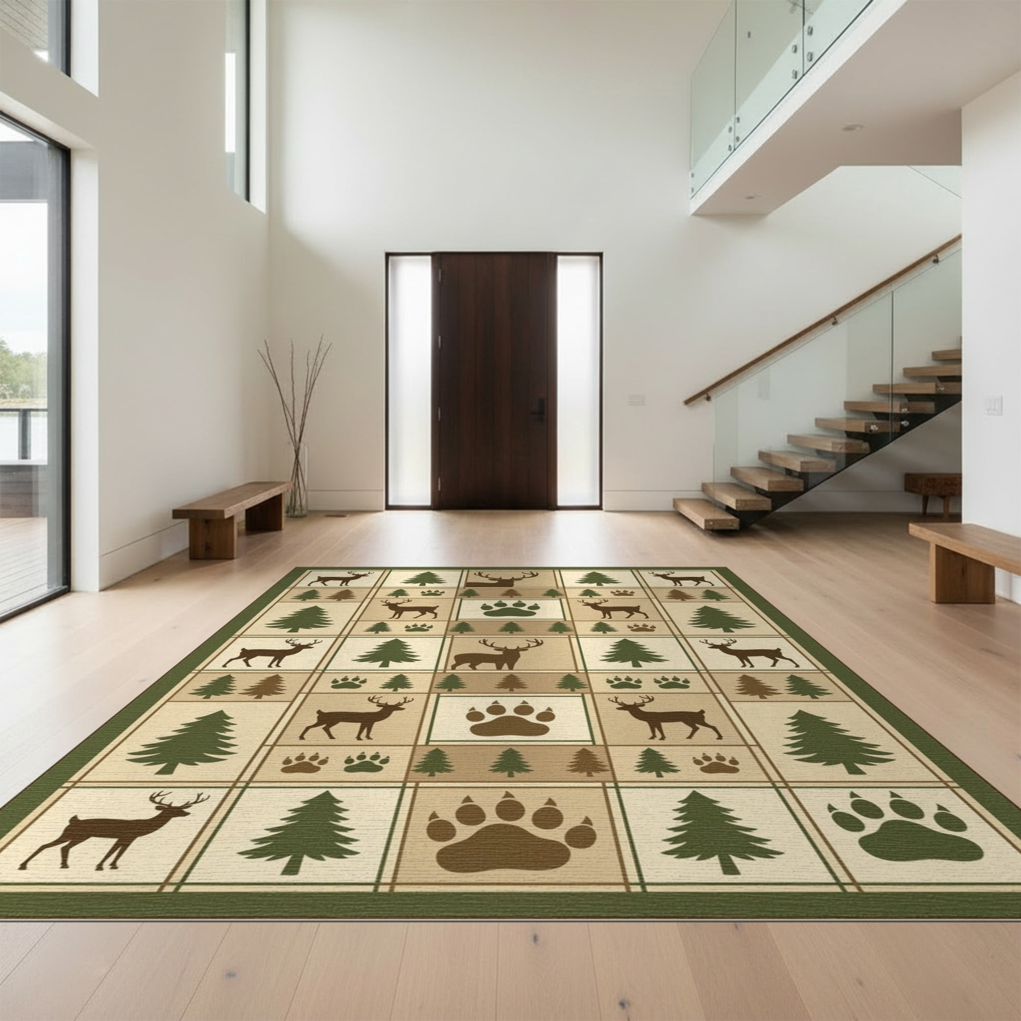 Design&I 8'x10' Washable Area Rug Sleek Flatweave Pet Friendly Rustic ...