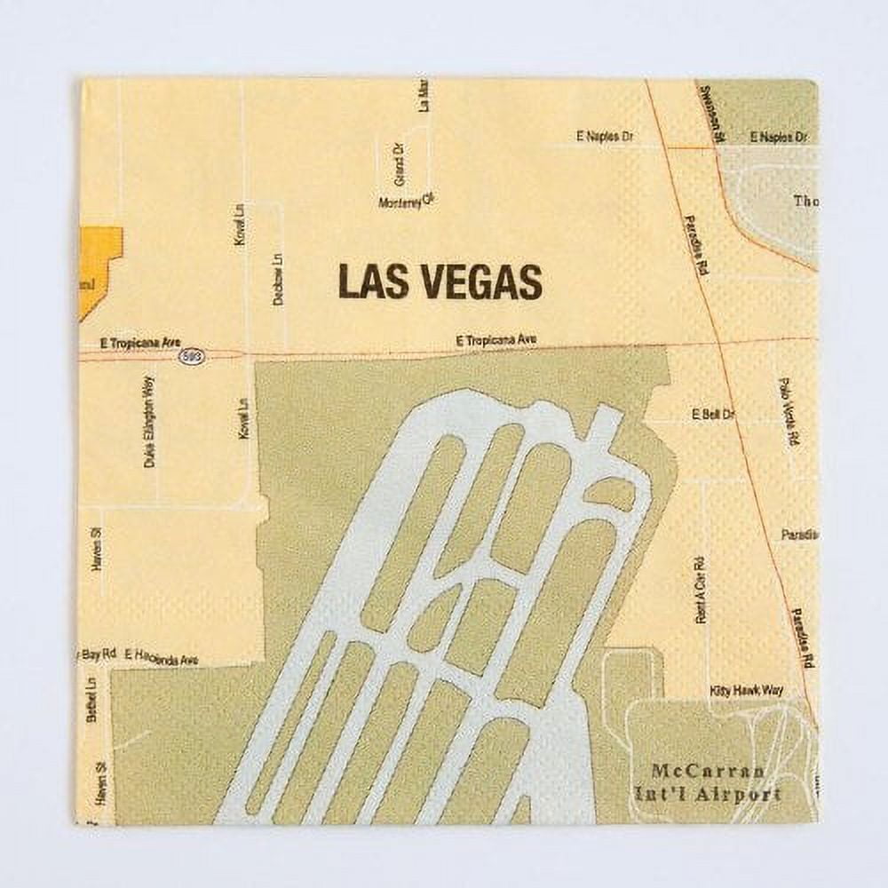 Design Ideas Mapkin, 5x5, Package of 20 Napkins, Las Vegas Nevada ...