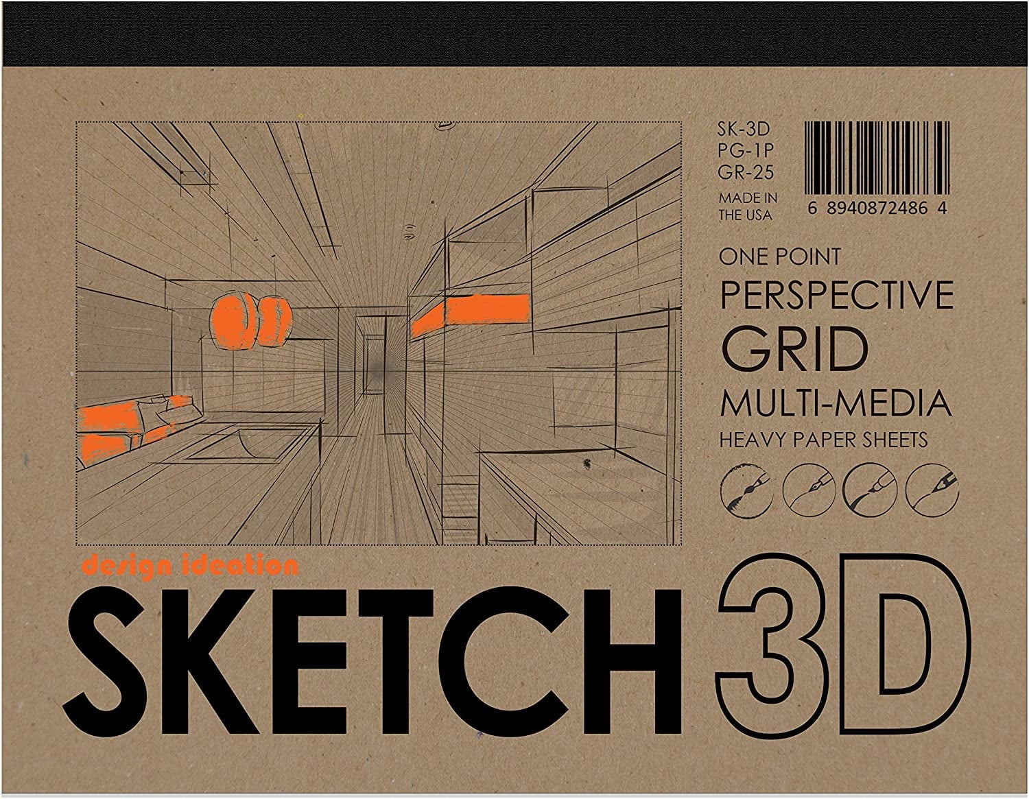 Design Ideation Sketch 3D Perspective Grid Paper Pad. Multi-Media Paper ...