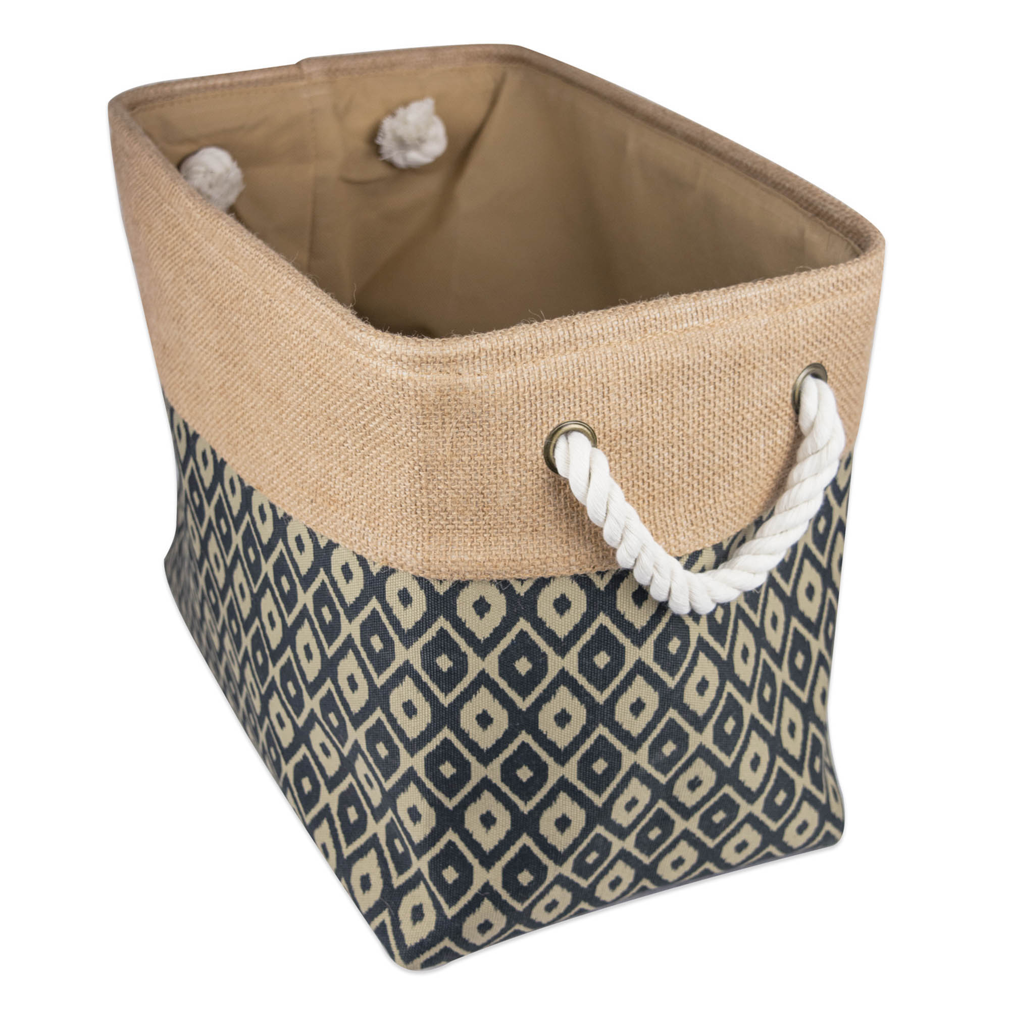 DII Burlap Bin Ikat Black Rectangle Large - Walmart.com