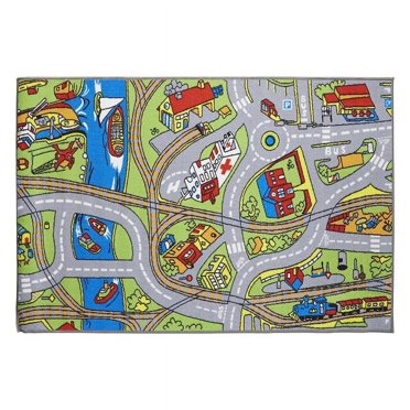 Eric Carle Elementary USA Map Kids Area Rug Blue/Red, 4'11"x6'6 ...