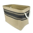 Design Imports Burlap Bin Border Black Rectangle Small, 14"x8"x9 ...